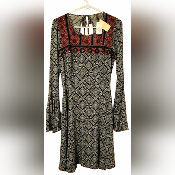 Stetson | Dresses | Stetson Dress Womens 4 Boho Embroidered Long Sleeve ...